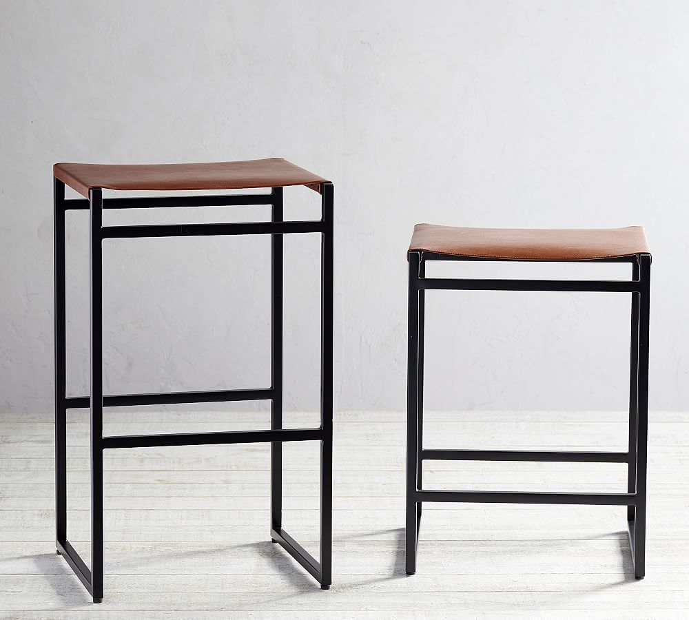 Hardy Backless Leather Bar & Counter Stools | Pottery Barn