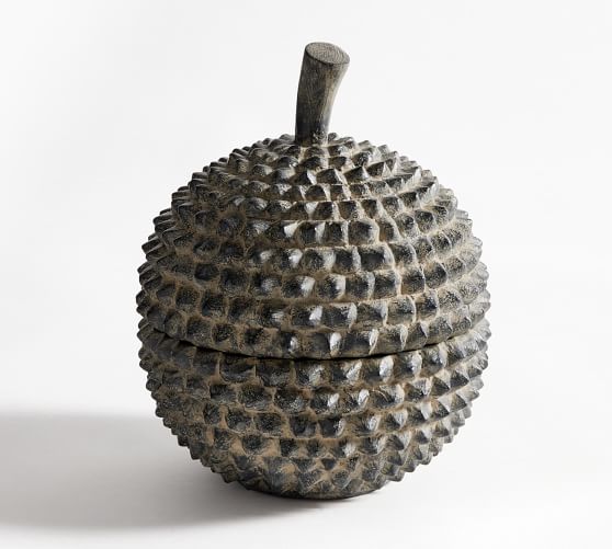 Lidded Handcrafted Wood Durian Object | Pottery Barn