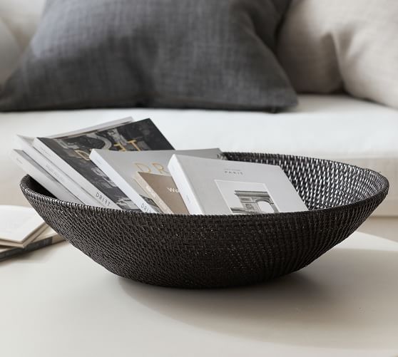 Woven Rattan Vase Collection, Black | Pottery Barn