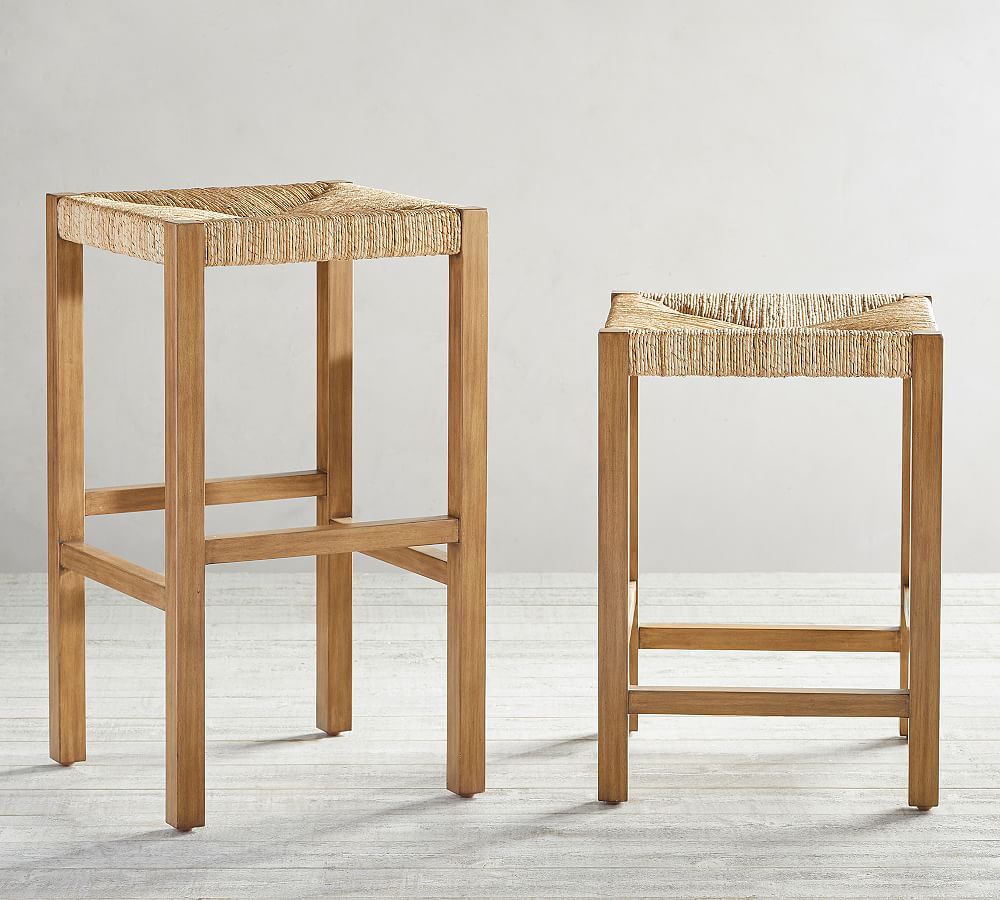 Malibu Woven Backless Bar & Counter Stools | Pottery Barn