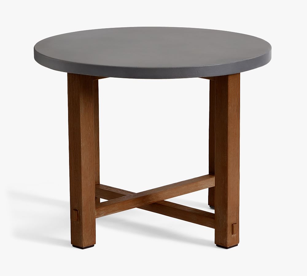 Abbott Indoor/Outdoor XL Concrete & FSC® Acacia Side Table | Pottery Barn