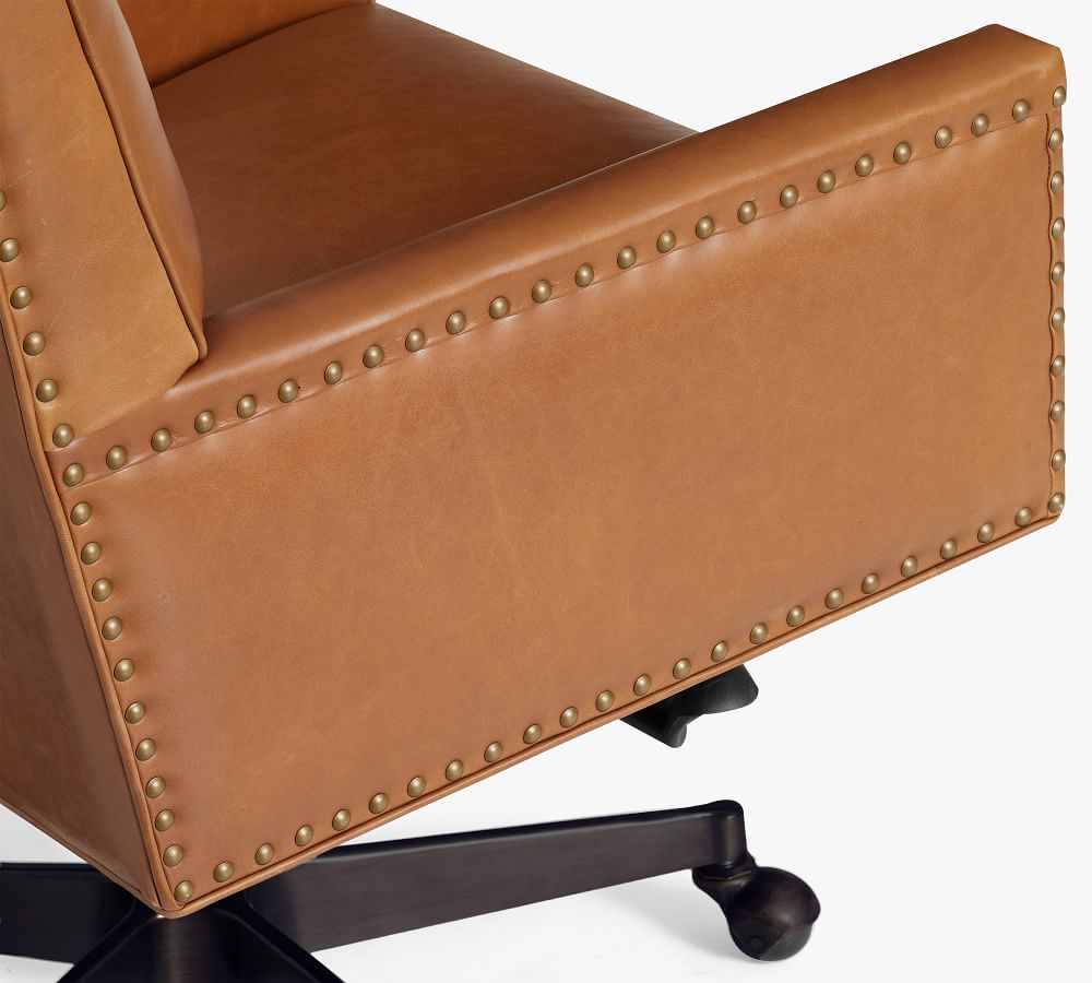 Tyler Leather Swivel Desk Chair | Pottery Barn