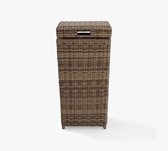Jammie Outdoor Wicker Pool Trash Can | Pottery Barn