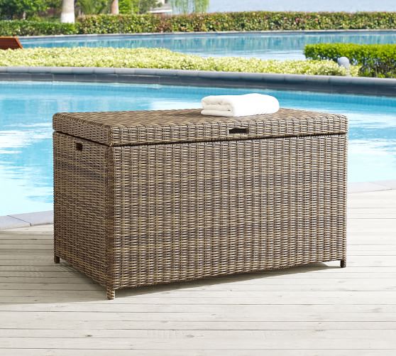Jammie Outdoor Wicker Pool Storage Bin | Pottery Barn