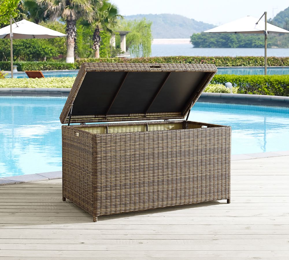 Jammie Outdoor Wicker Pool Storage Bin | Pottery Barn