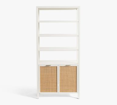 Westly Cane Open Bookcase with Doors | Pottery Barn