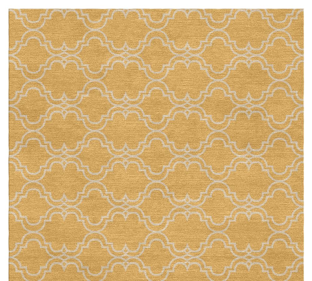 Scroll Tile Hand-Tufted Wool Rug - Topaz | Pottery Barn