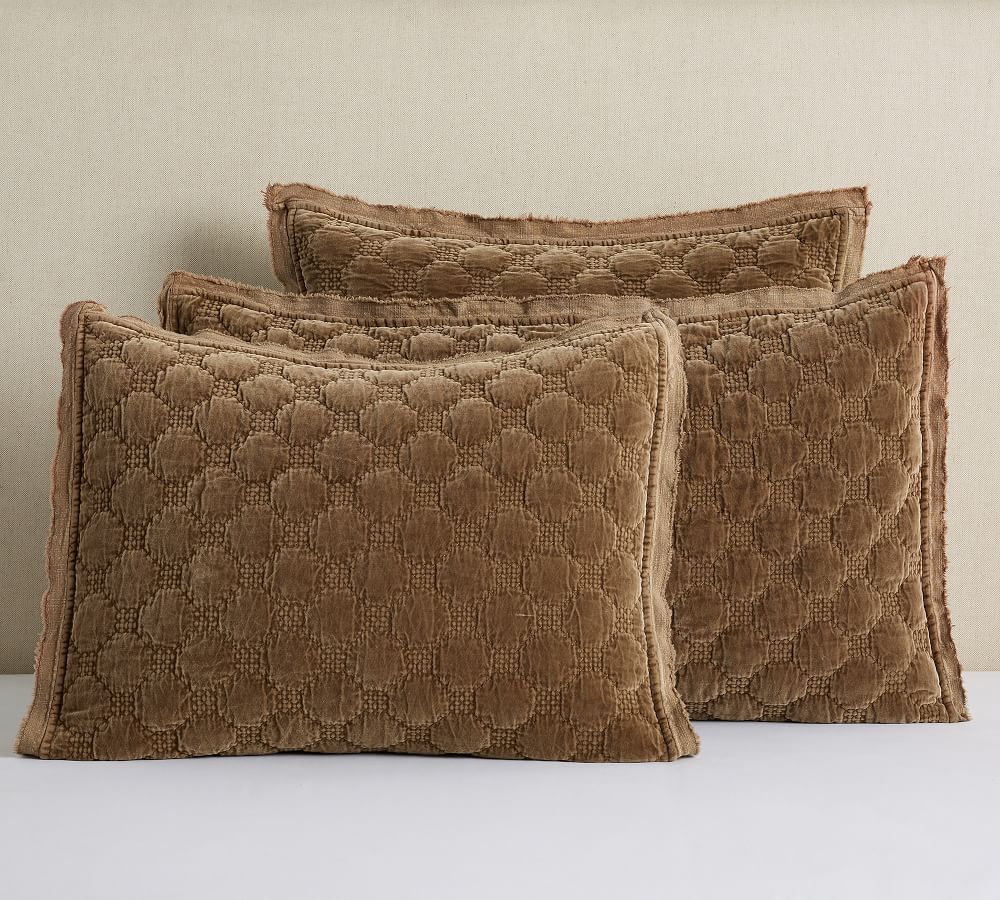 Velvet Lattice Quilted Pillow Shams | Pottery Barn