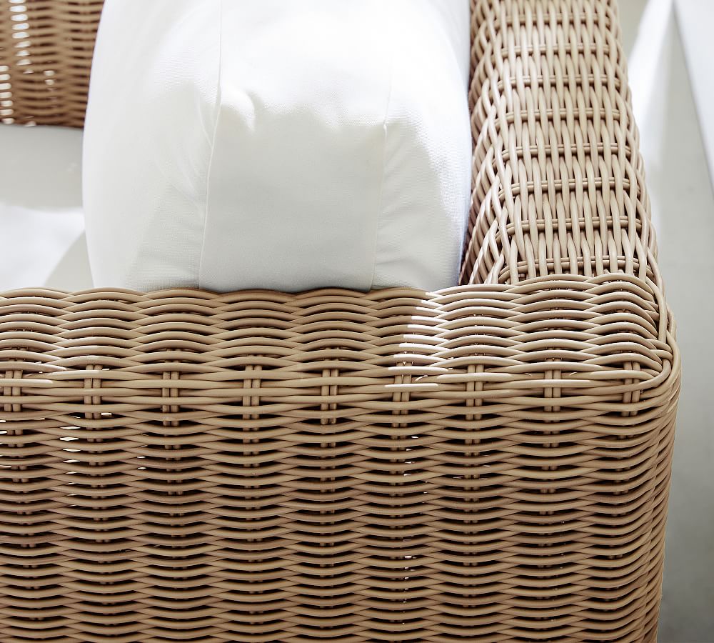 Huntington Wicker Square Arm Outdoor Lounge Chair | Pottery Barn