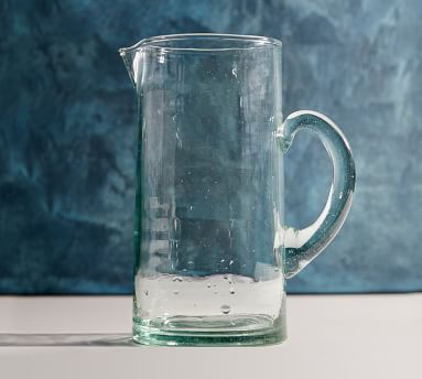 Moroccan Handcrafted Recycled Glass Pitcher | Pottery Barn