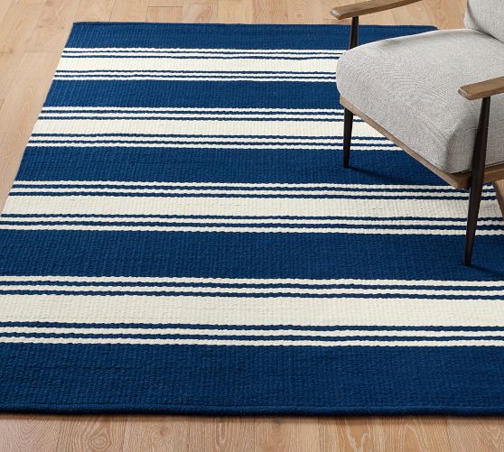 Modern Farmhouse Stripe Outdoor Performance Rug | Pottery Barn