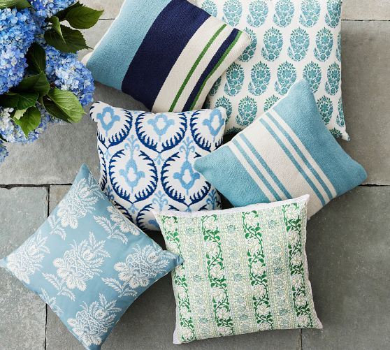 Modern Farmhouse Contrast Striped Outdoor Pillow | Pottery Barn