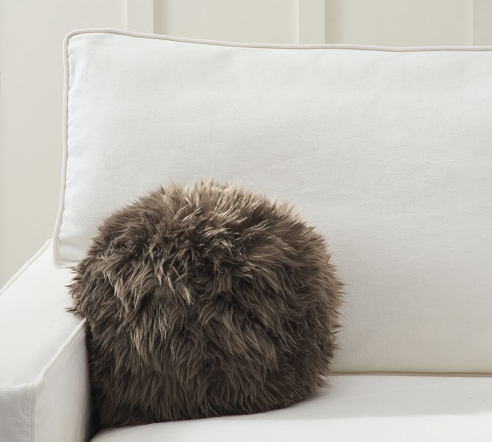 Luxe Faux Fur Sphere Throw Pillow | Pottery Barn