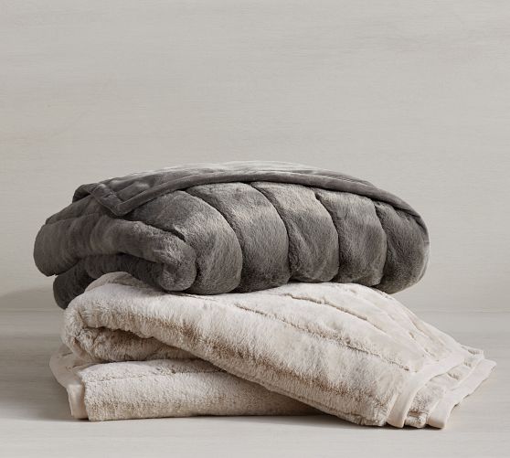 Faux Fur Channel Throw Blanket | Pottery Barn