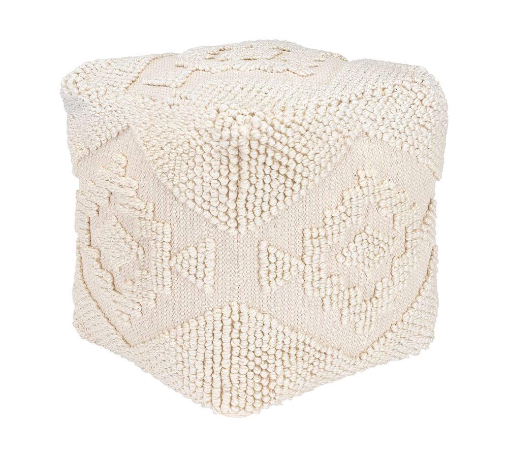 Simona Handwoven Embroidered Pouf | Pottery Barn