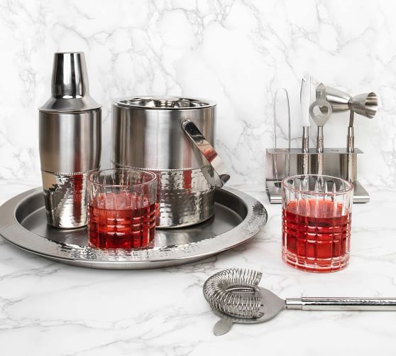 Hammered Stainless Steel 9-Piece Bar Tool Set | Pottery Barn