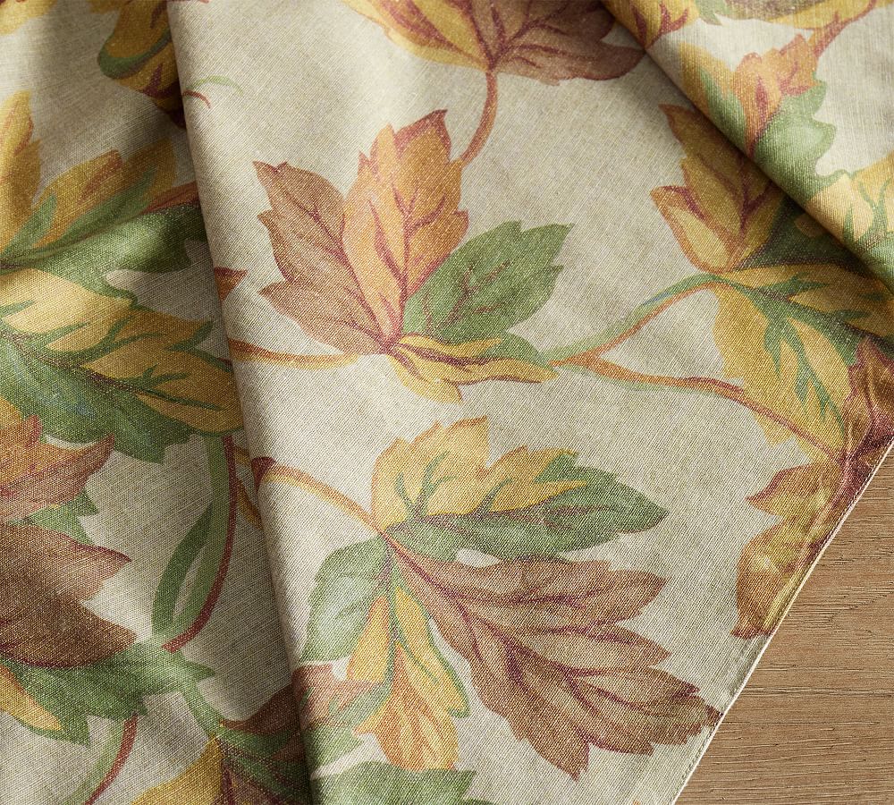 Rustic Leaves Cotton/Linen Table Throw | Pottery Barn