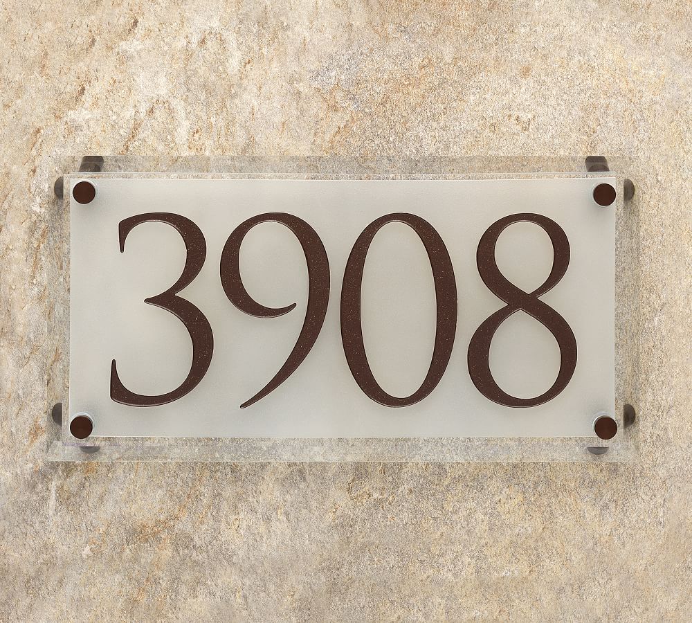 Frosted Beveled Crystal trajan Engraved Address Sign | Pottery Barn