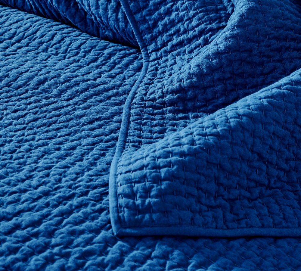 Pick-Stitch Handcrafted Cotton/Linen Quilt | Pottery Barn