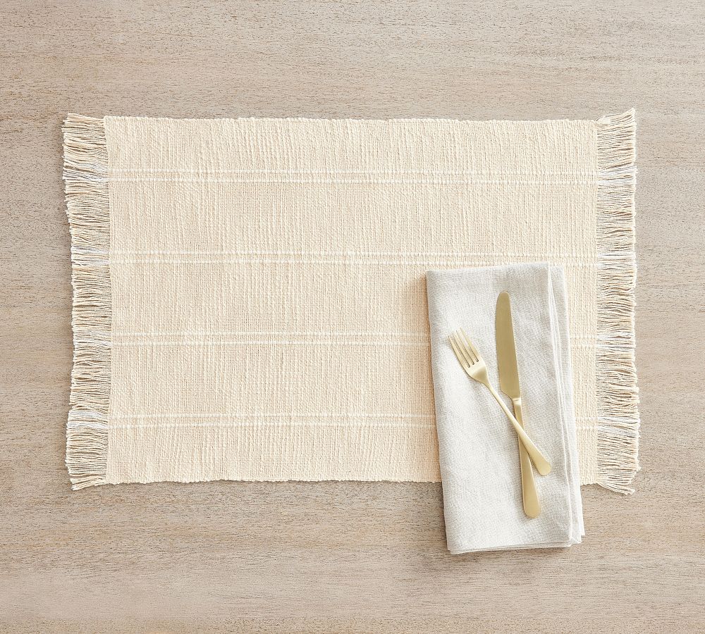 Becker Double Stripe Handwoven Cotton Placemats - Set of 4 | Pottery Barn