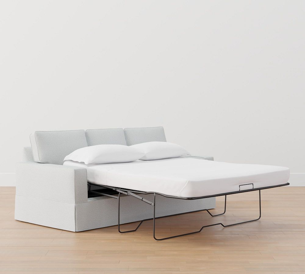 PB Comfort Square Arm Slipcovered Sleeper Sofa With Memory Foam ...