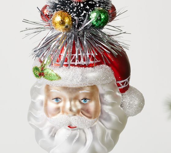 Santa Head With Tree Ornament | Pottery Barn