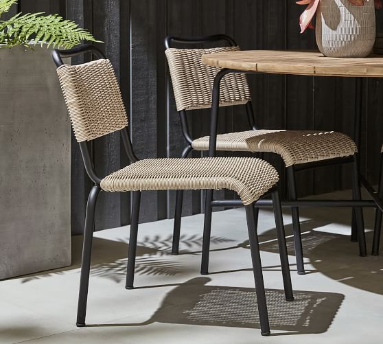 Tulum FSC® Acacia Round Patio Dining Table + All-Weather Wicker ...