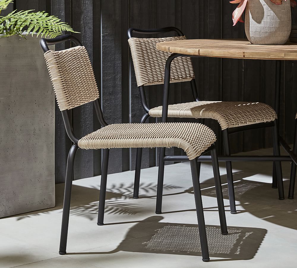 Tulum FSC® Acacia Round Patio Dining Table + All-Weather Wicker ...