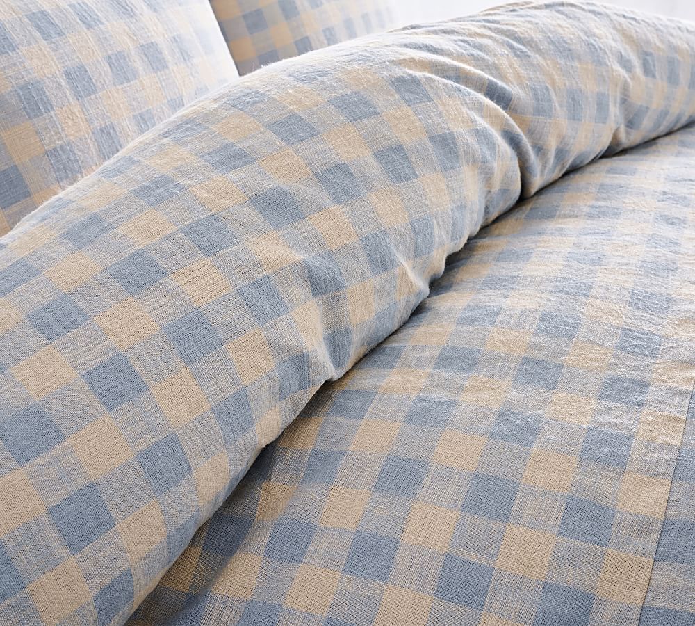 Dalton Check Linen/Cotton Duvet Cover | Pottery Barn