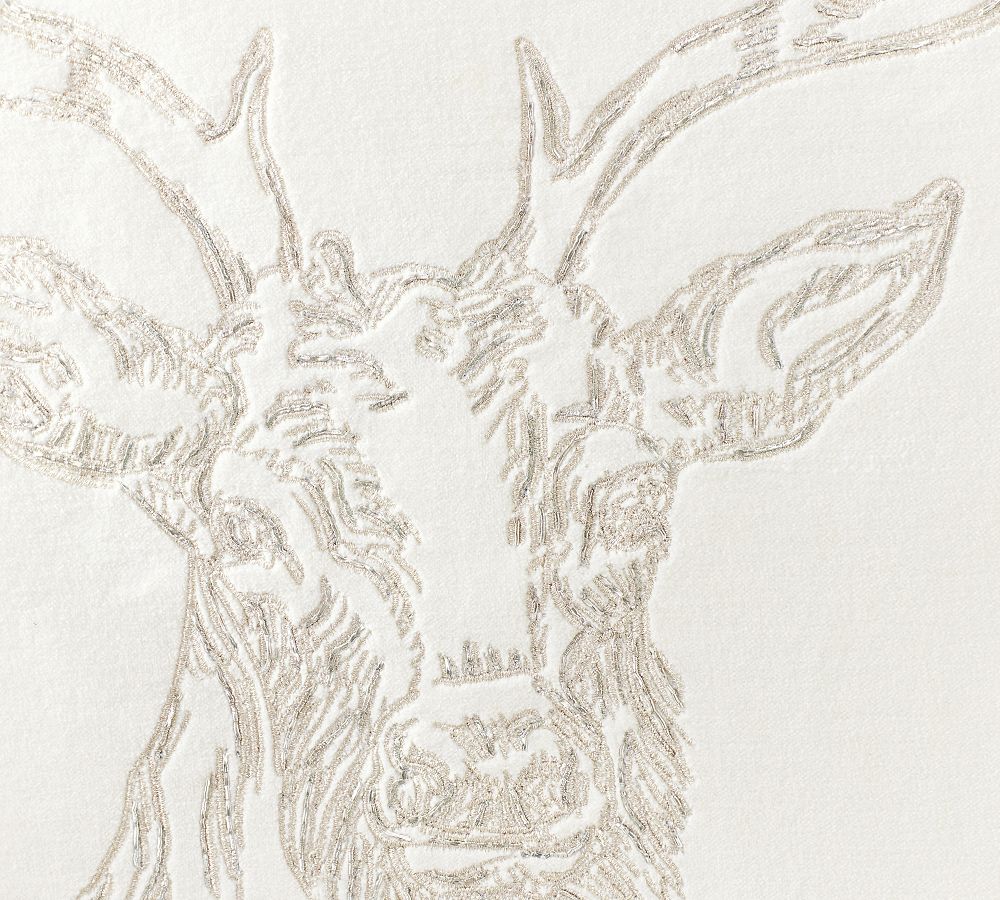 Metallic Embroidered Stag Throw Pillow Cover | Pottery Barn