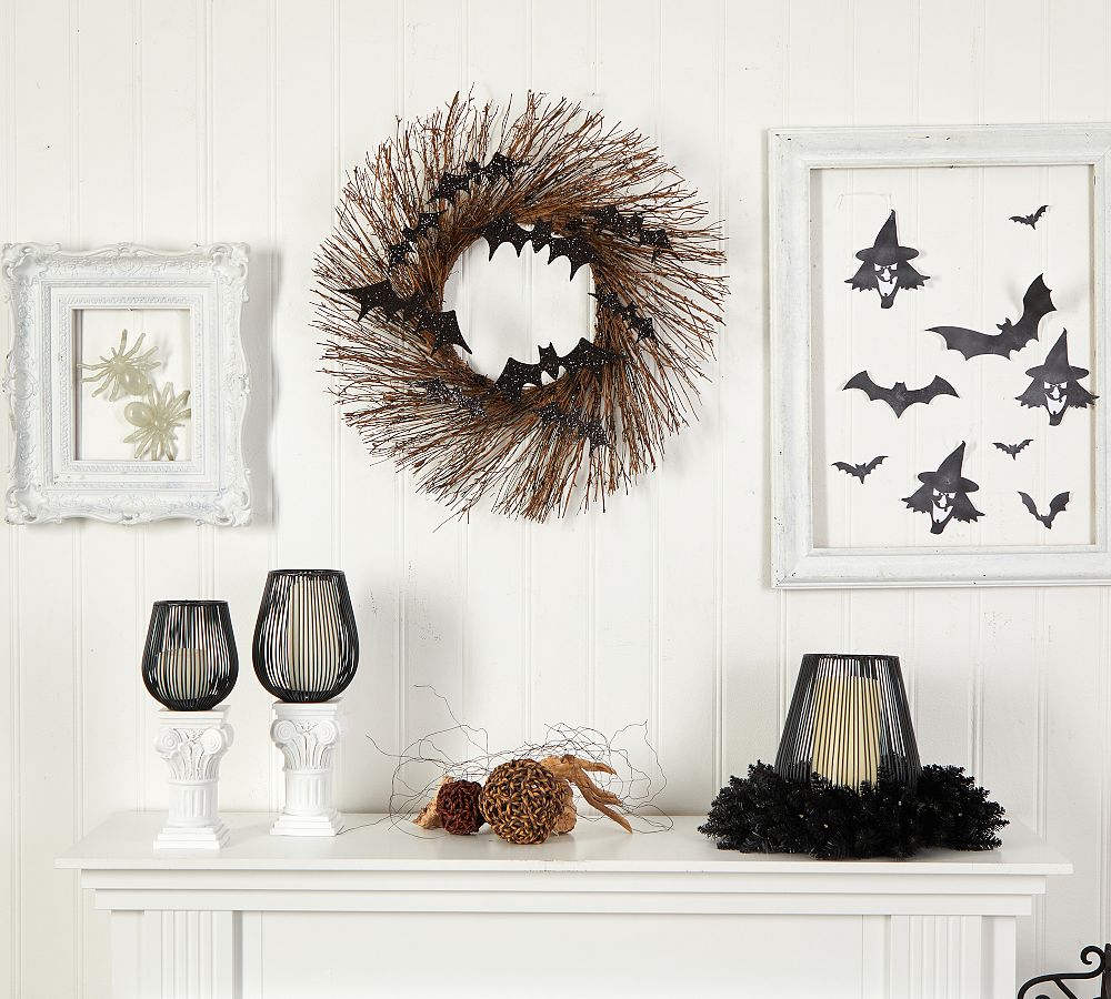 Halloween Twig Wreath With Bats | Pottery Barn