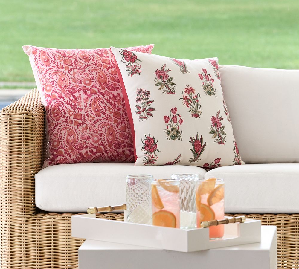 Camille Reversible Botanical Outdoor Throw Pillow | Pottery Barn