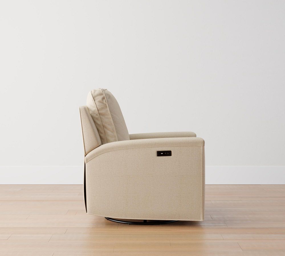 Tyler Square Arm Upholstered Power Swivel Glider Recliner | Pottery Barn