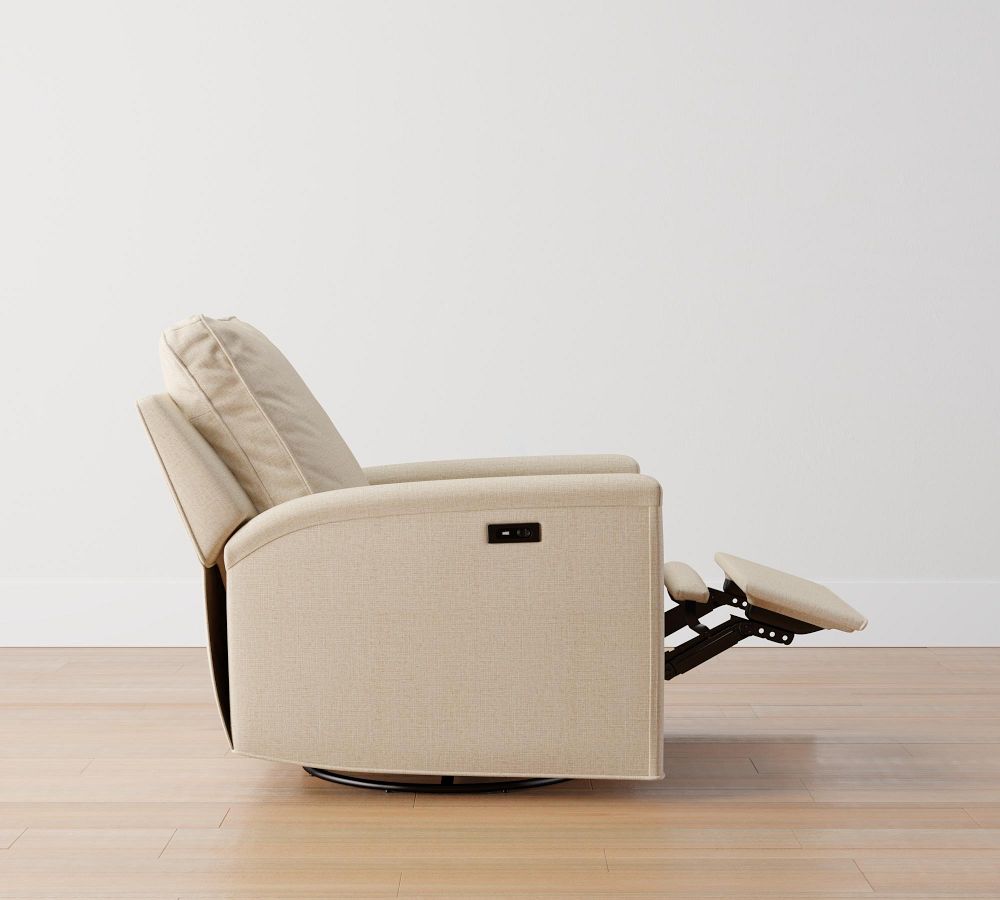 Tyler Square Arm Upholstered Power Swivel Glider Recliner | Pottery Barn