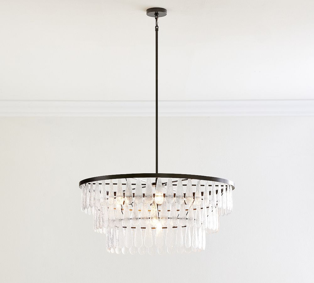 Mable Textured Glass Round Chandelier | Pottery Barn