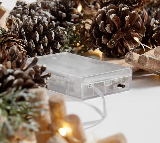 Pinecone & Wood String Lights Garland | Pottery Barn