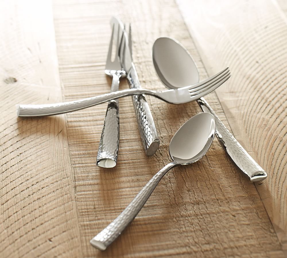 Shiny Hammered Handcrafted Flatware Sets | Pottery Barn