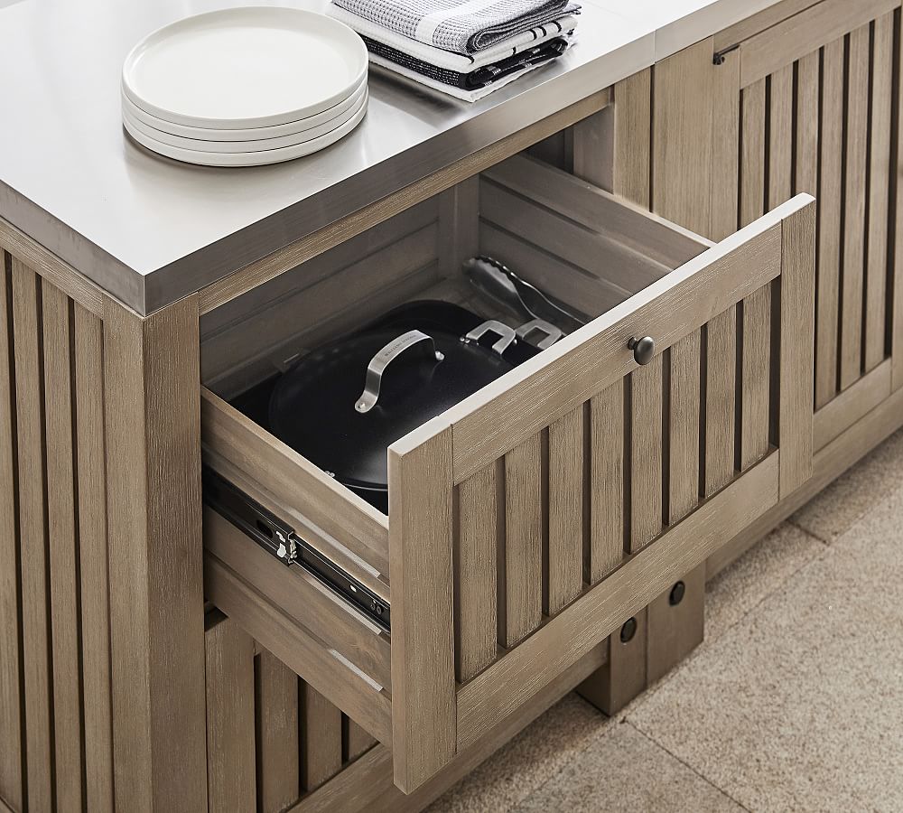 Abbott Outdoor Kitchen FSC® Acacia Two-Drawer Cabinet | Pottery Barn
