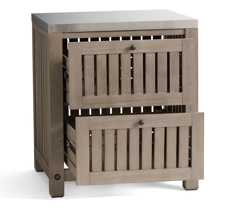 Abbott Outdoor Kitchen FSC® Acacia Two-Drawer Cabinet | Pottery Barn