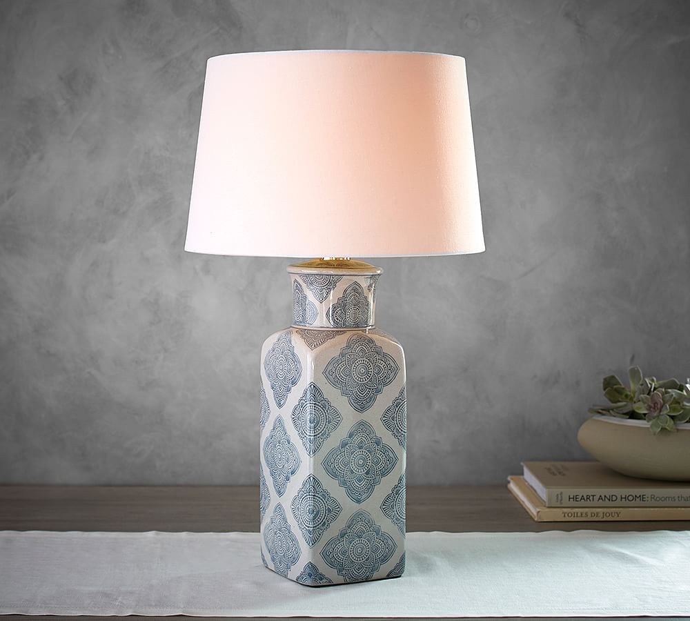 Langley Ceramic Pattern Lamp | Pottery Barn