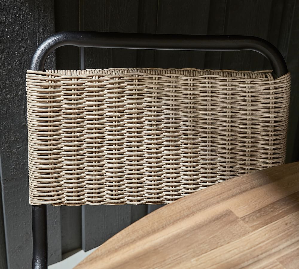 Tulum FSC® Acacia Round Patio Dining Table + All-Weather Wicker ...