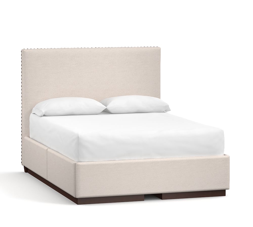 Raleigh Square Upholstered Tall Storage Platform Bed | Pottery Barn
