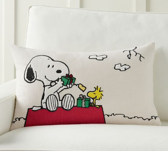 Peanuts™ Holiday Lumbar Throw Pillow Cover | Pottery Barn