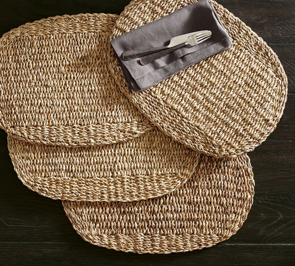 Isla Handwoven Seagrass Oval Charger Plate | Pottery Barn