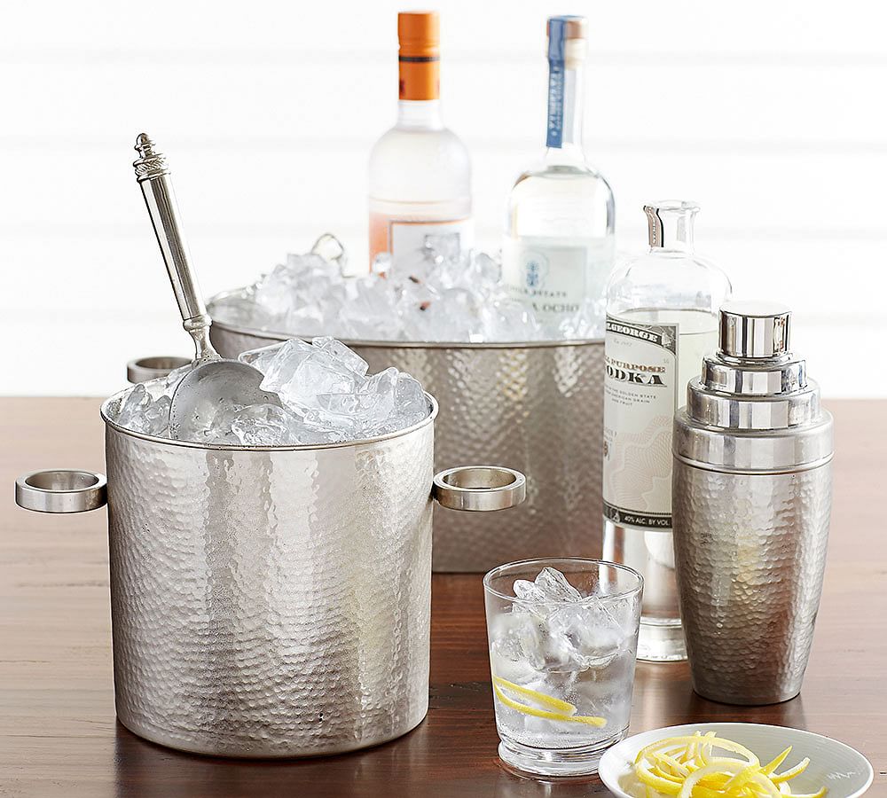 Hammered Nickel Ice Bucket | Bar Accessories | Pottery Barn