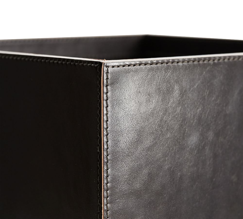 Gia Leather Desk Accessories - Black | Office Accessories | Pottery Barn