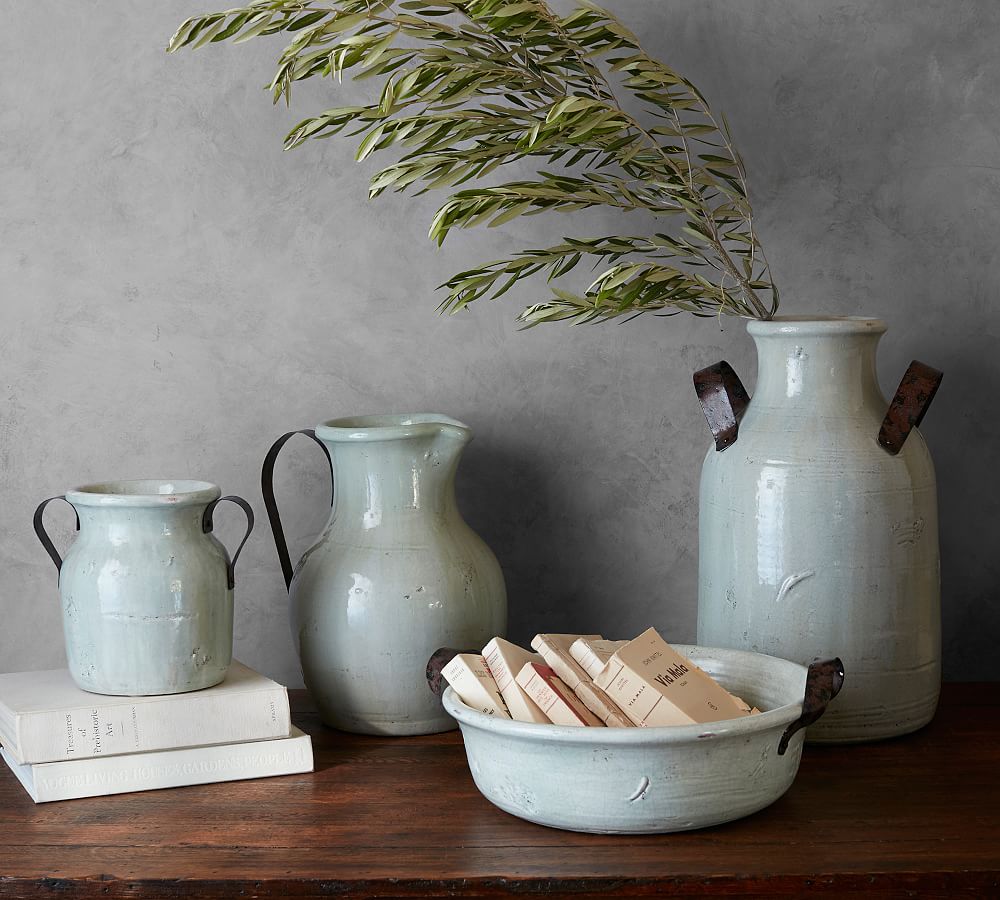 Marlowe Ceramic Vase Collection Blue Pottery Barn