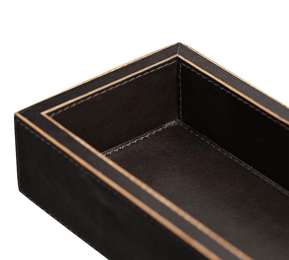 Gia Leather Desk Accessories - Black | Office Accessories | Pottery Barn