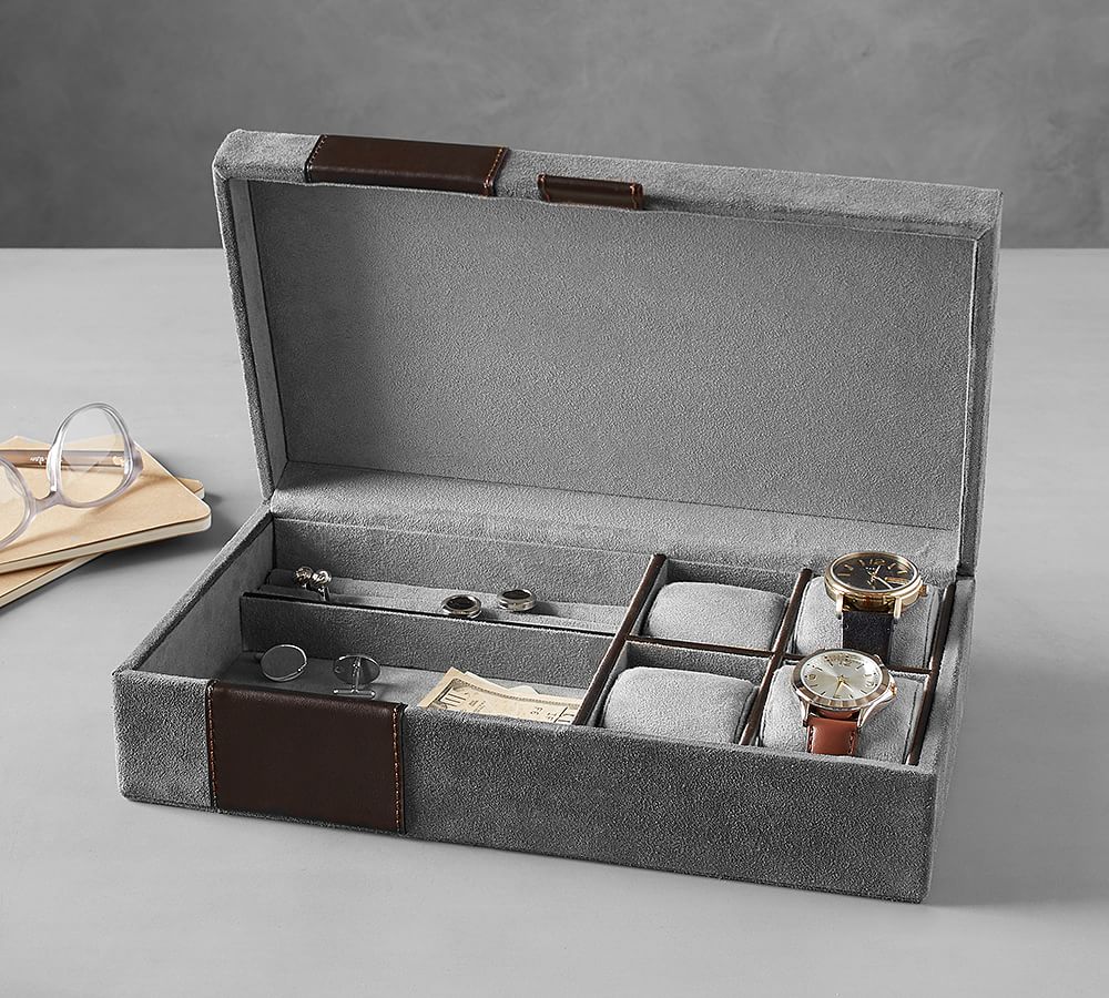 Parker Suede & Leather Jewelry Box | Pottery Barn