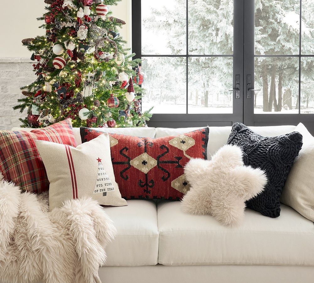 Luxe Faux Fur Star Shaped Pillow | Pottery Barn